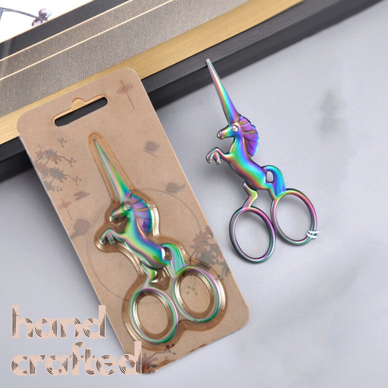 Iridescent Unicorn Embroidery Scissors Rainbow Metal Fine Tip Sewing ...