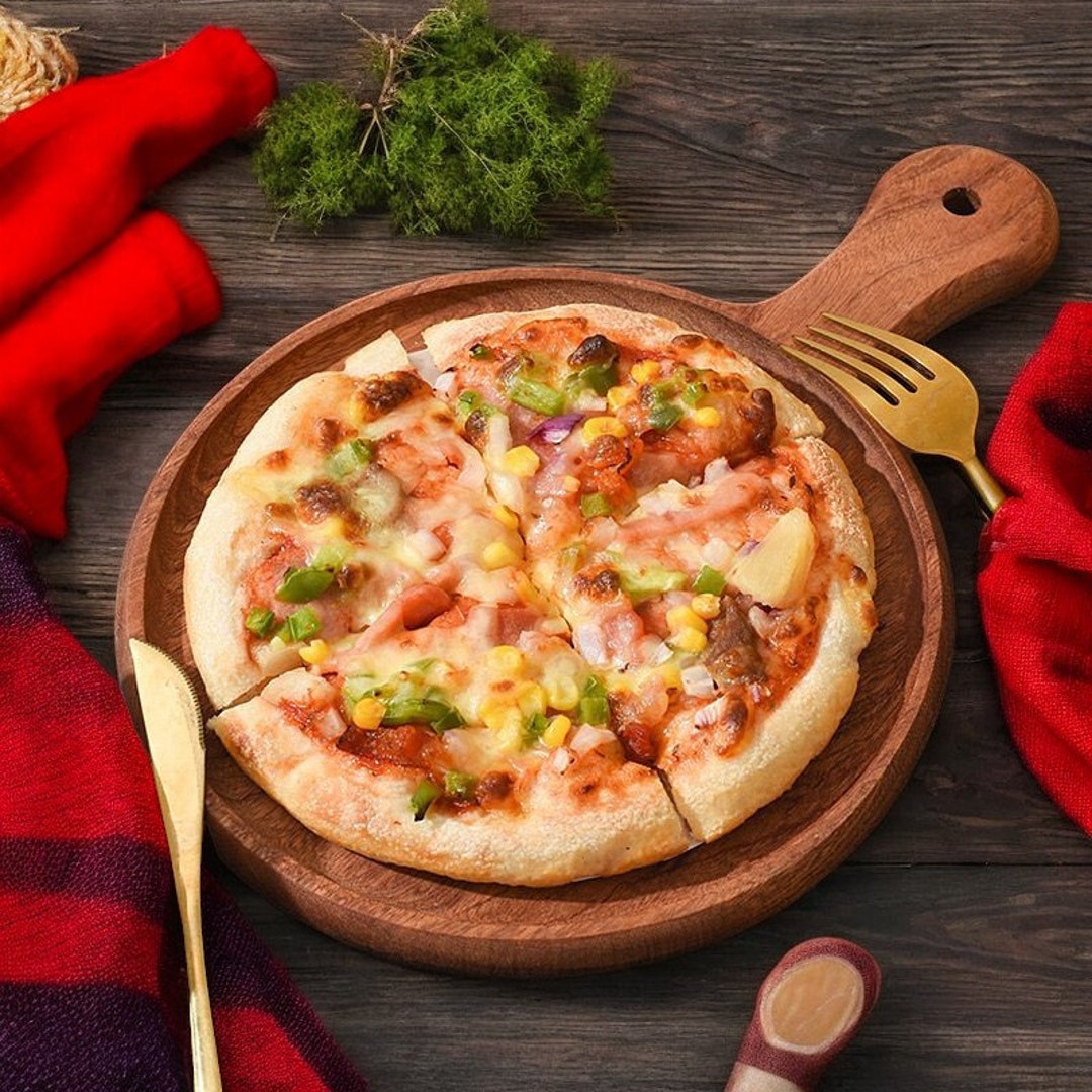 Wooden Pizza Board With Turntable Pizza Cutting Board Set, Delicatessen ...