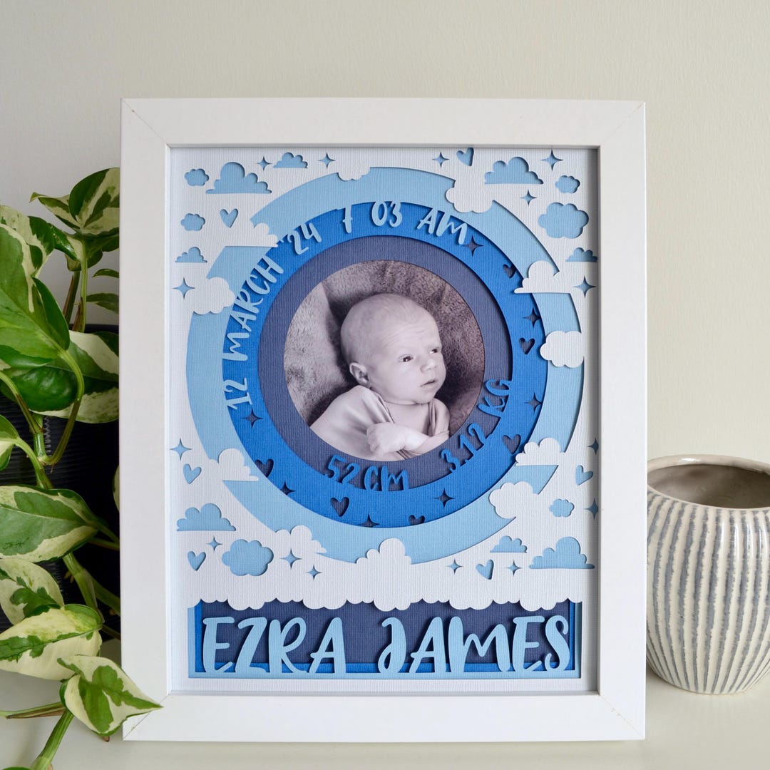 Personalised Baby Birth Stats Frame With Photo | Custom Newborn ...