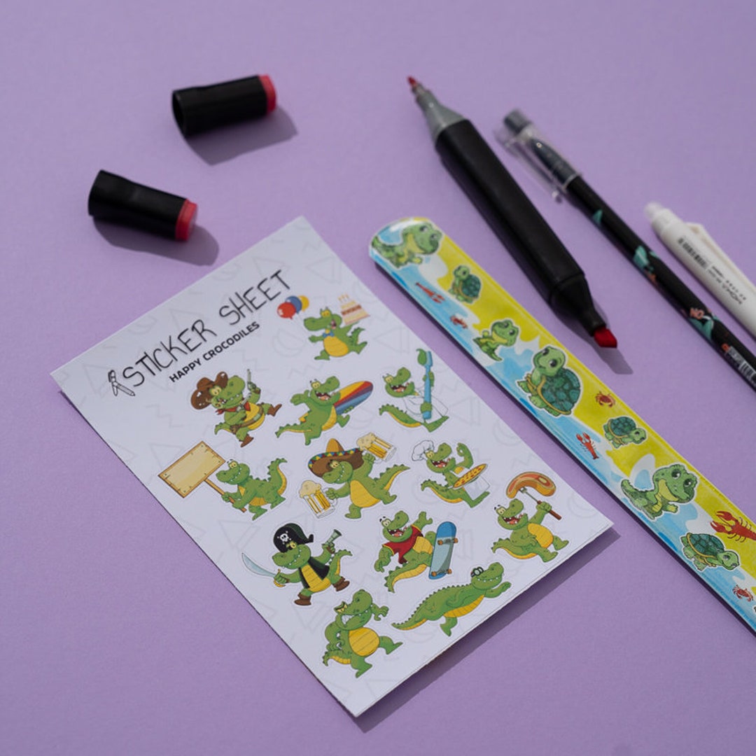Stickers Sheet - Happy Crocodiles | Journal Stickers, Planner Stickers ...