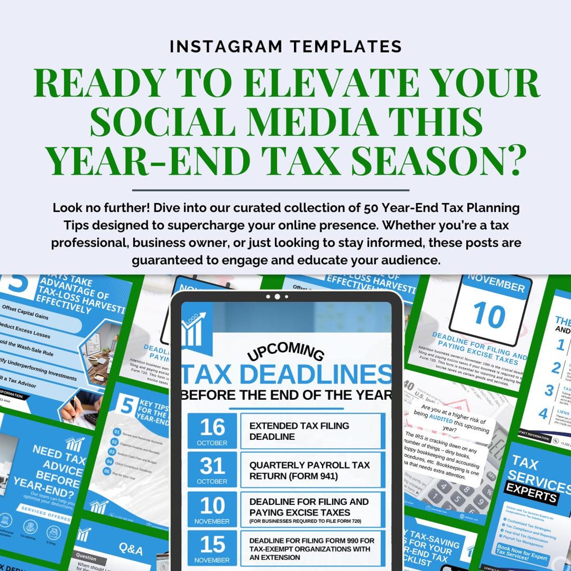 Tax Year End Templates Tax Planning Canva Posts Tax Instagram Posts ...