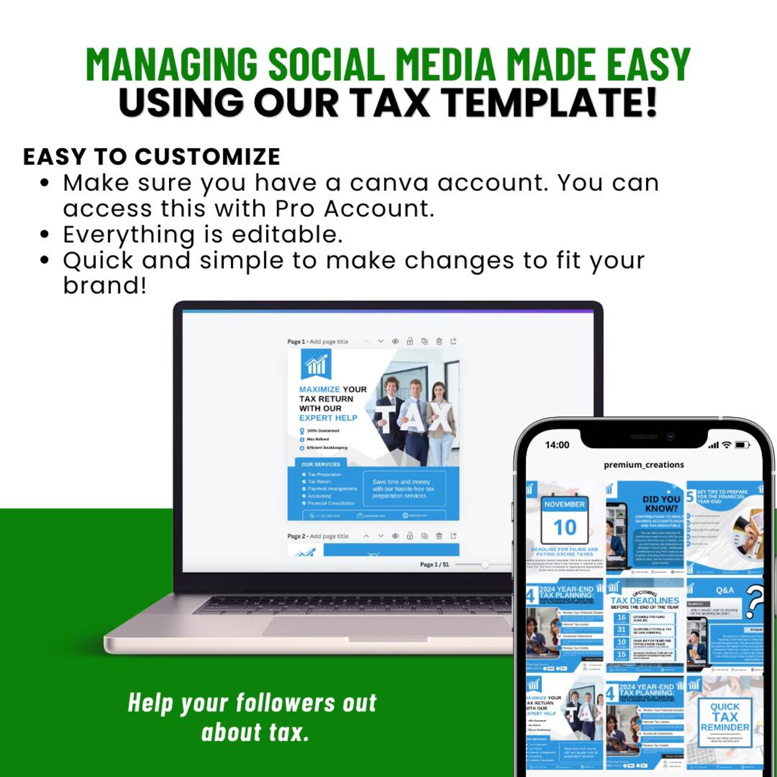 Tax Year End Templates Tax Planning Canva Posts Tax Instagram Posts ...