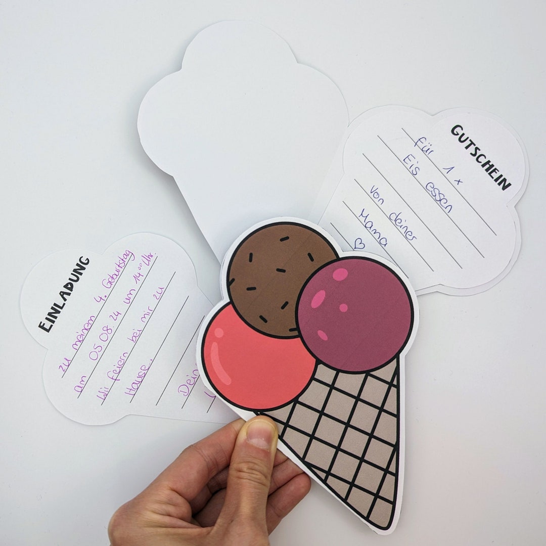 PDF Druckvorlage Gutschein Eis essen gehen, zum selber basteln, DIY ...