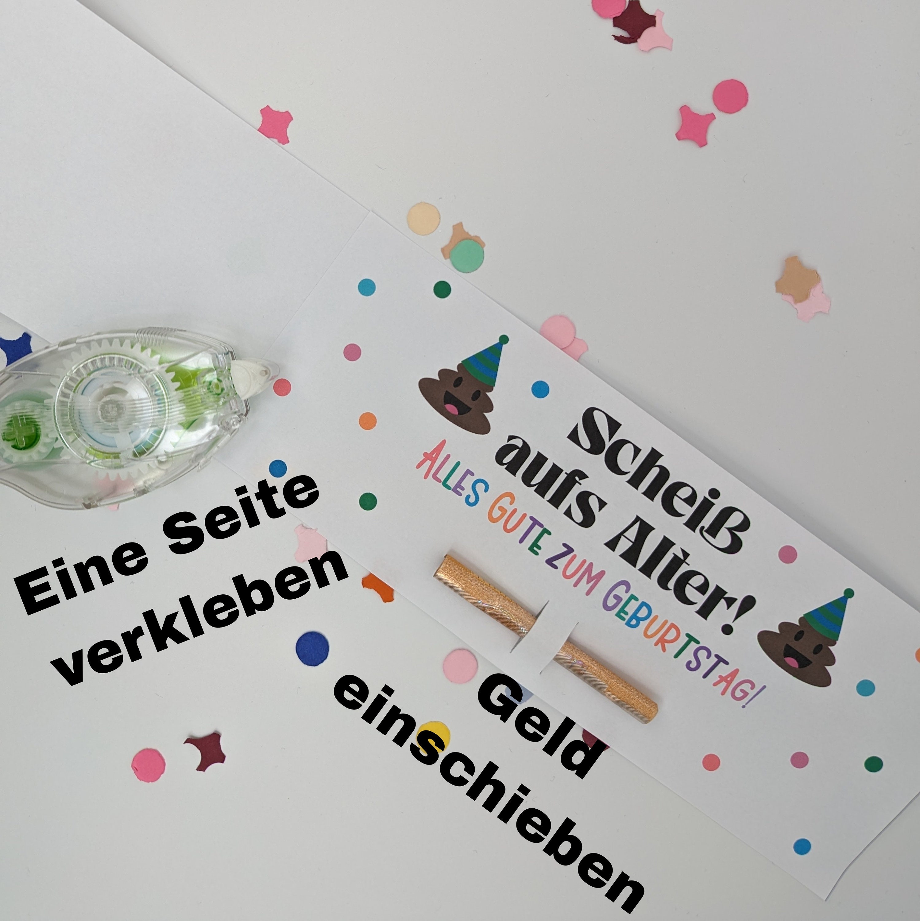 PDF Druckvorlage Geldgeschenk "Scheiß aufs Alter", Mitbringsel selber ...