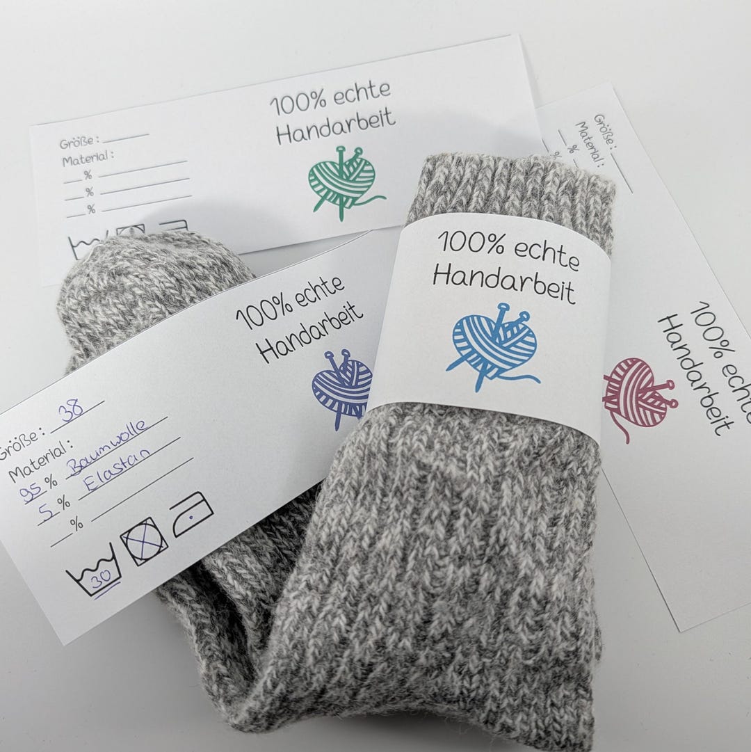 PDF Print Template for Sock Labels/bands for Hand-knitted Socks ...