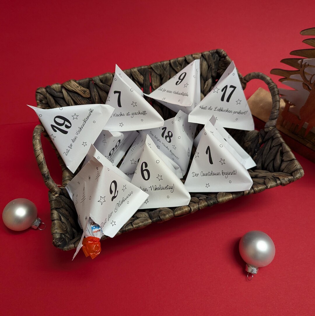 PDF Print Template Advent Calendar to Make and Fill Yourself, Christmas ...