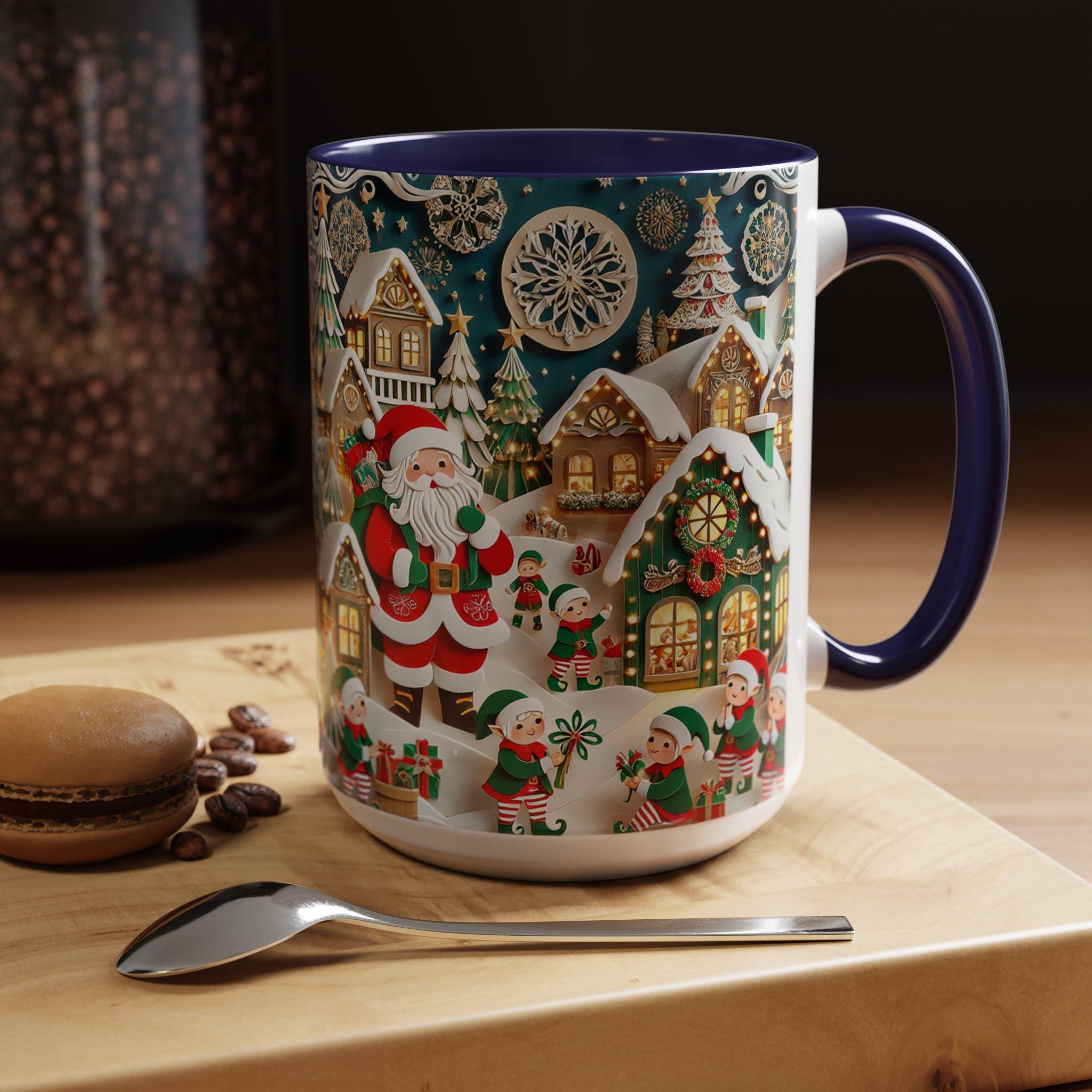 Santa Claus & Elves Mug: Cozy Christmas Village, Festive Winter Cup - Etsy