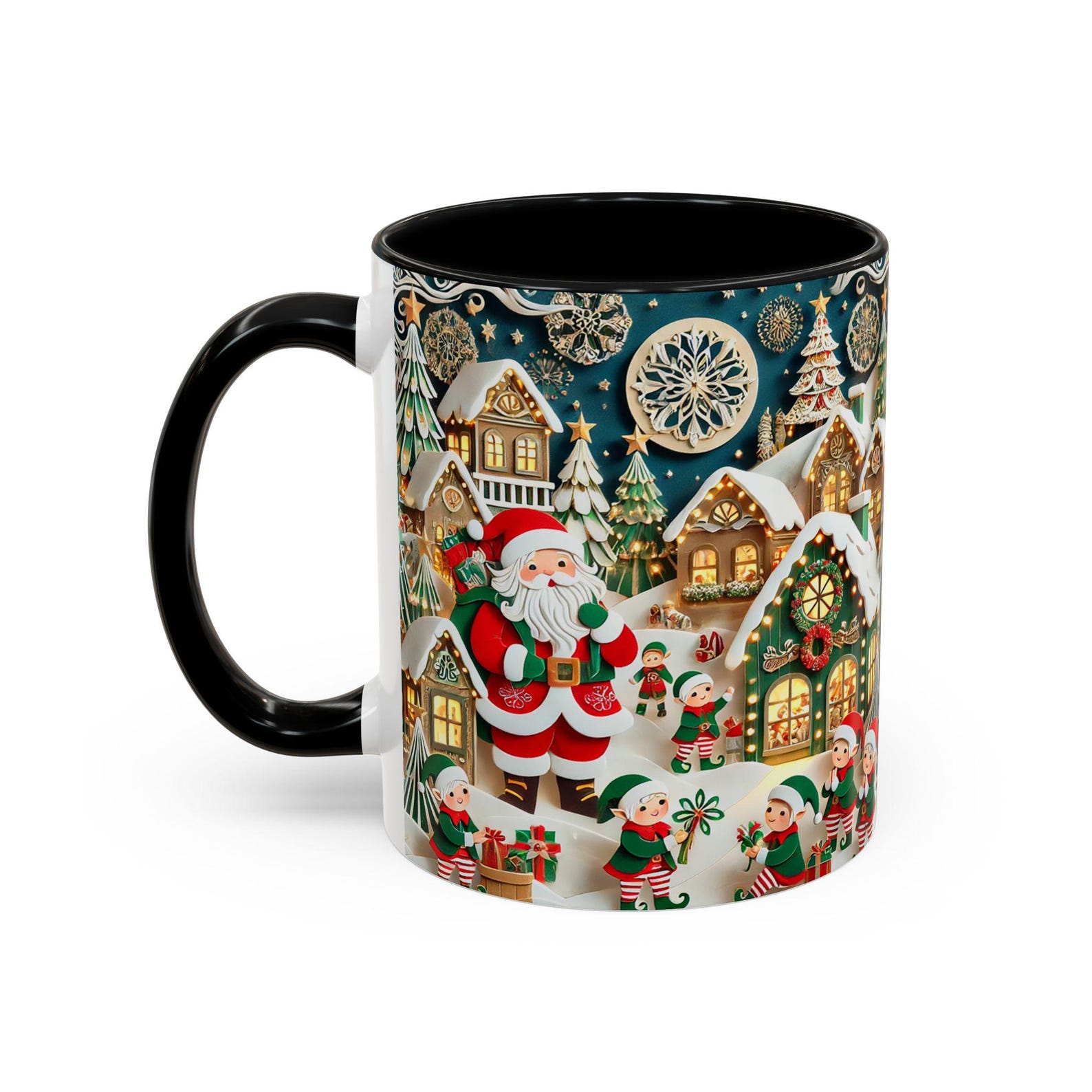 Santa Claus & Elves Mug: Cozy Christmas Village, Festive Winter Cup - Etsy