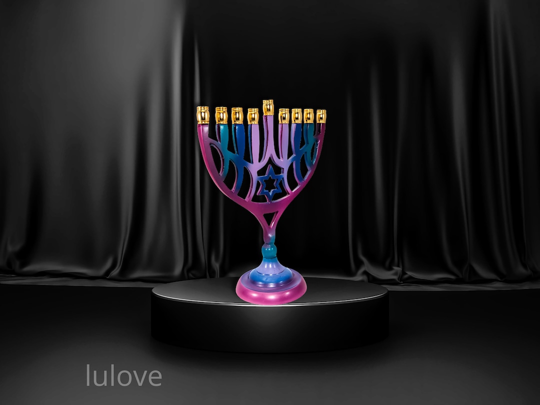 Customized Traditional Star of David CHANUKIA Multi-hued Hanukkah ...
