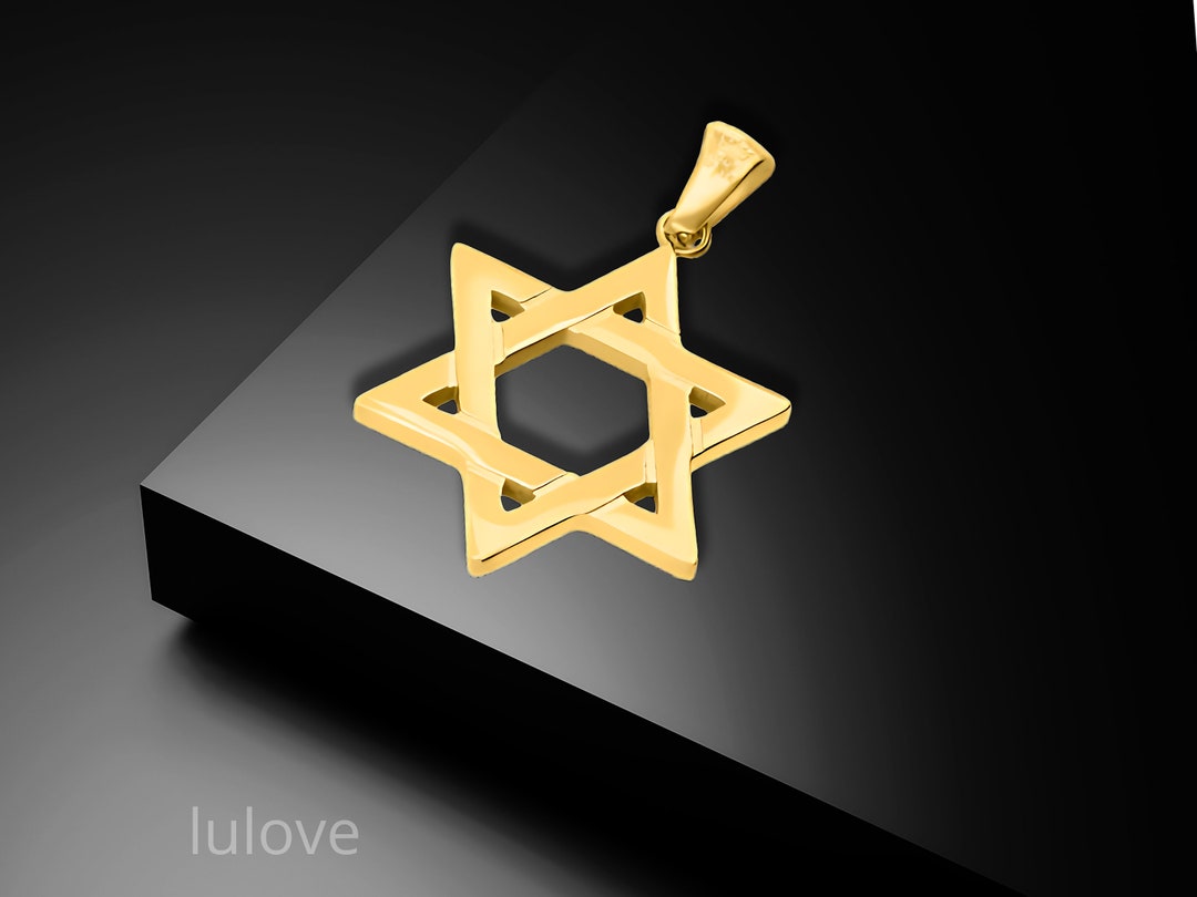 Personalized 18K Gold-filled Star of David Necklace - Thick and Large ...