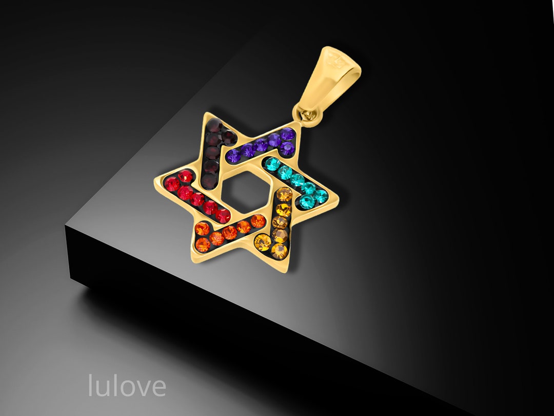 18K Gold Filled Custom Engraved Star of David Pendant Adorned With ...