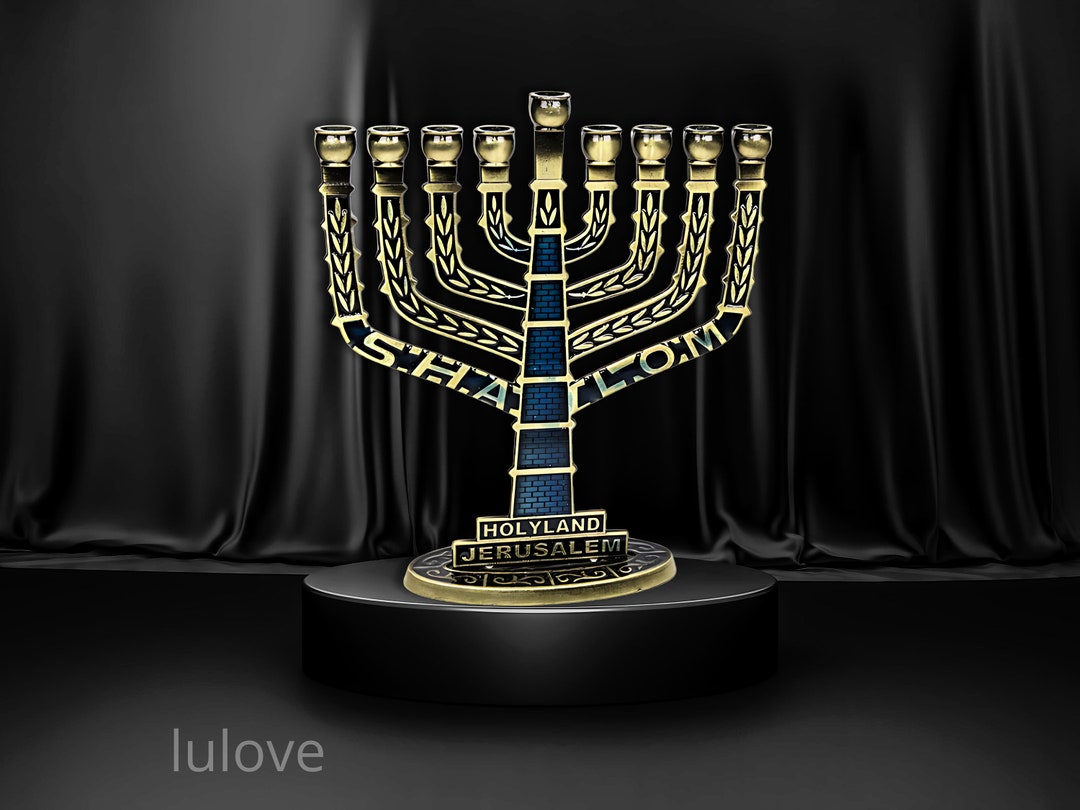 Authentic Enamel and Bronze Hanukkah Menorah With 9 Branches Featuring ...