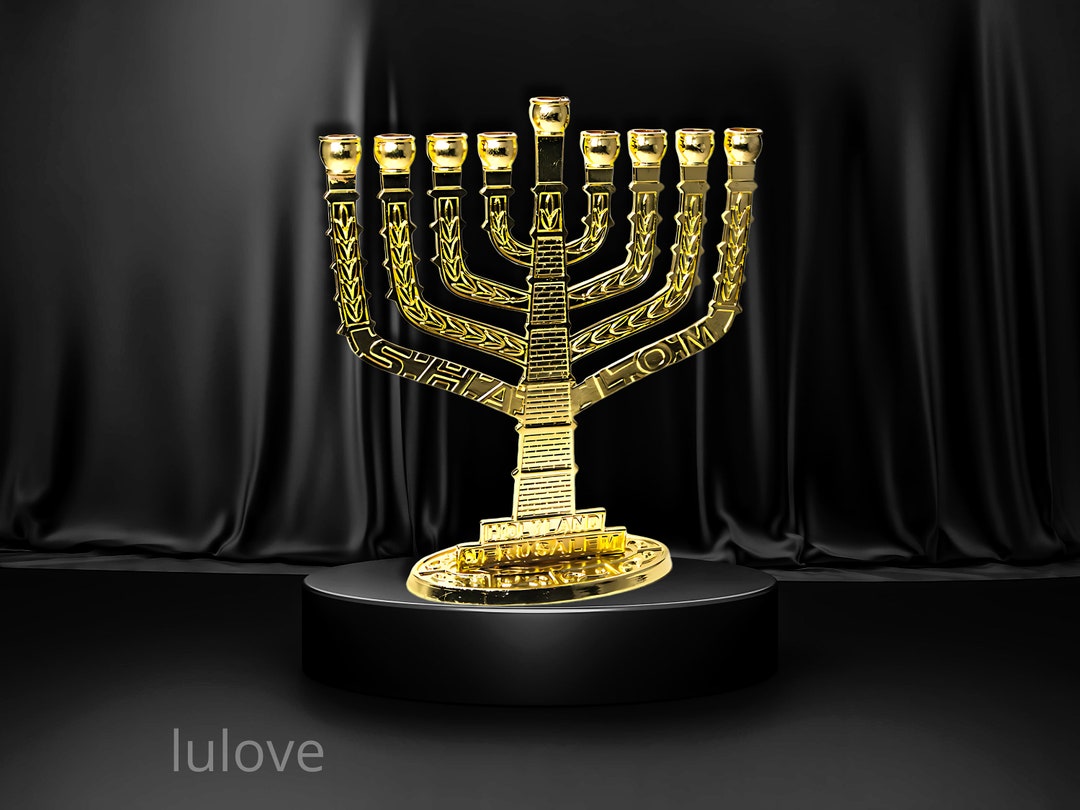 Authentic Gold-plated 9-branch Knesset Hanukkah Menorah From Israel ...