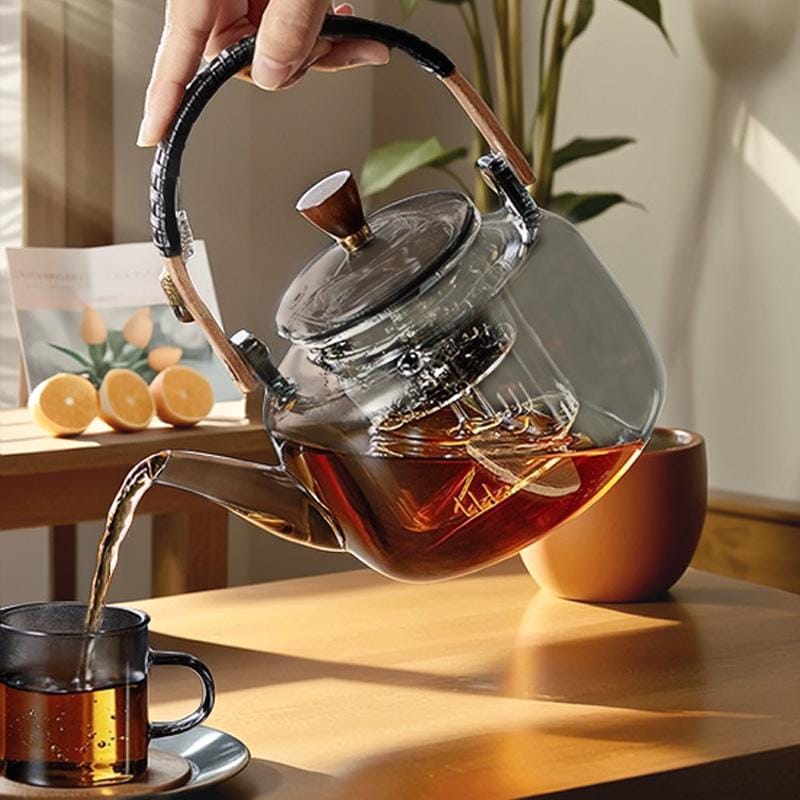 Glass Teapot, Steaming Bboiling Teapot, Grey Glass Teapot, Stovetop ...