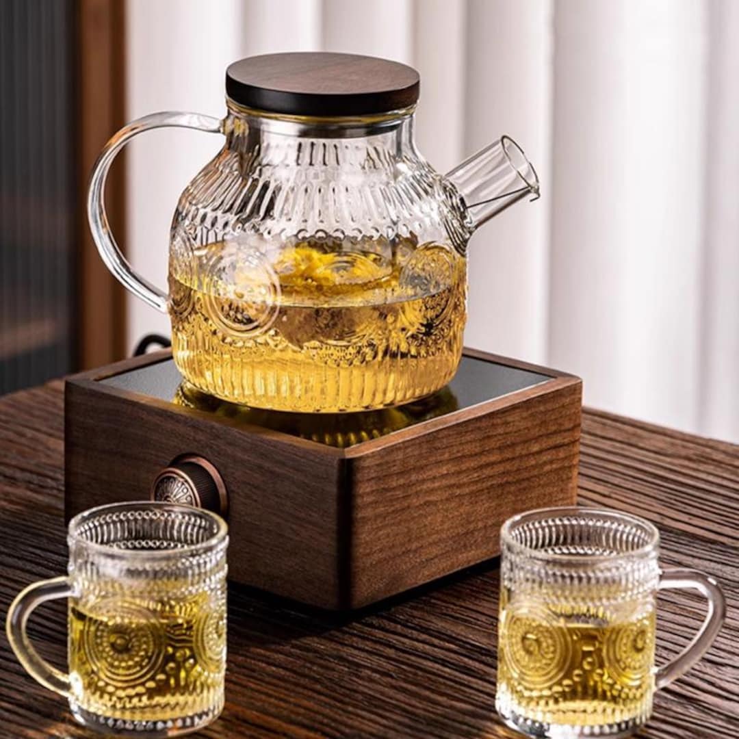 Borosilicate Glass Teapot Set With Electric Stove - 1000ml - Etsy