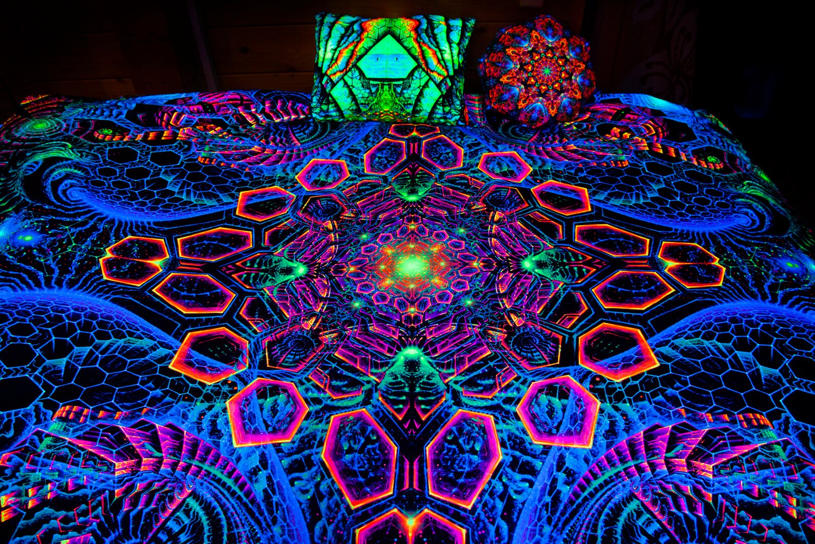 UV Blanked risingenergy Blacklight Tryppy Plaid, UV Bedding, Fractal ...