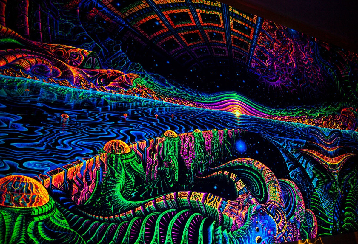 Blacklight Active Backdrop Planet Landscape Wall Hanging Tryppy ...