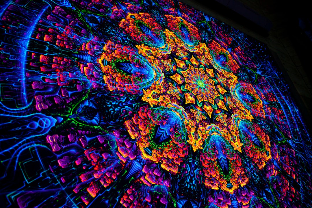 UV Blacklight Active Backdrop Wall Hanging Trippy Psytrance Psychedelic ...