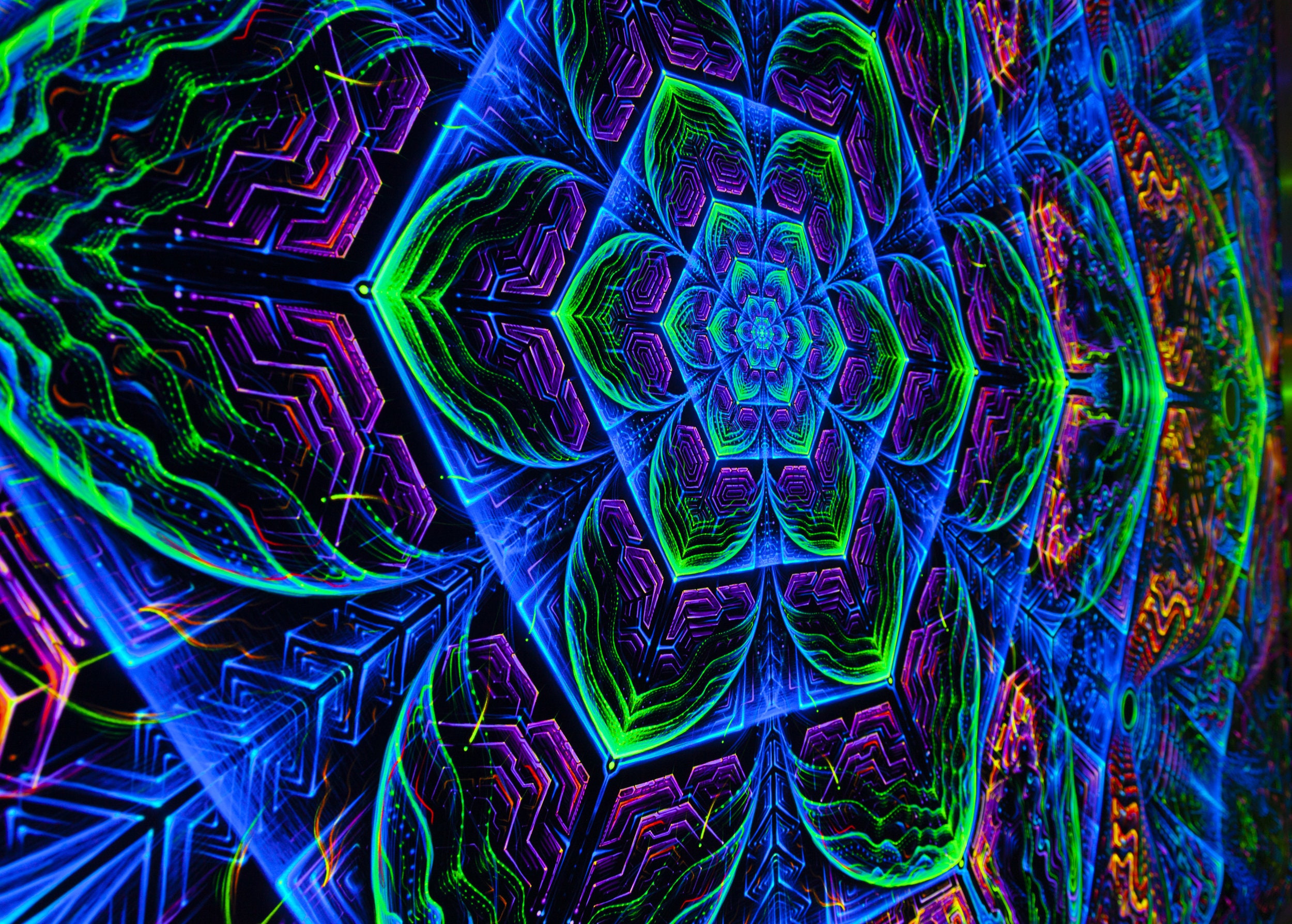 UV Blacklight Active Backdrop Wall Hanging Trippy Psytrance Psychedelic ...