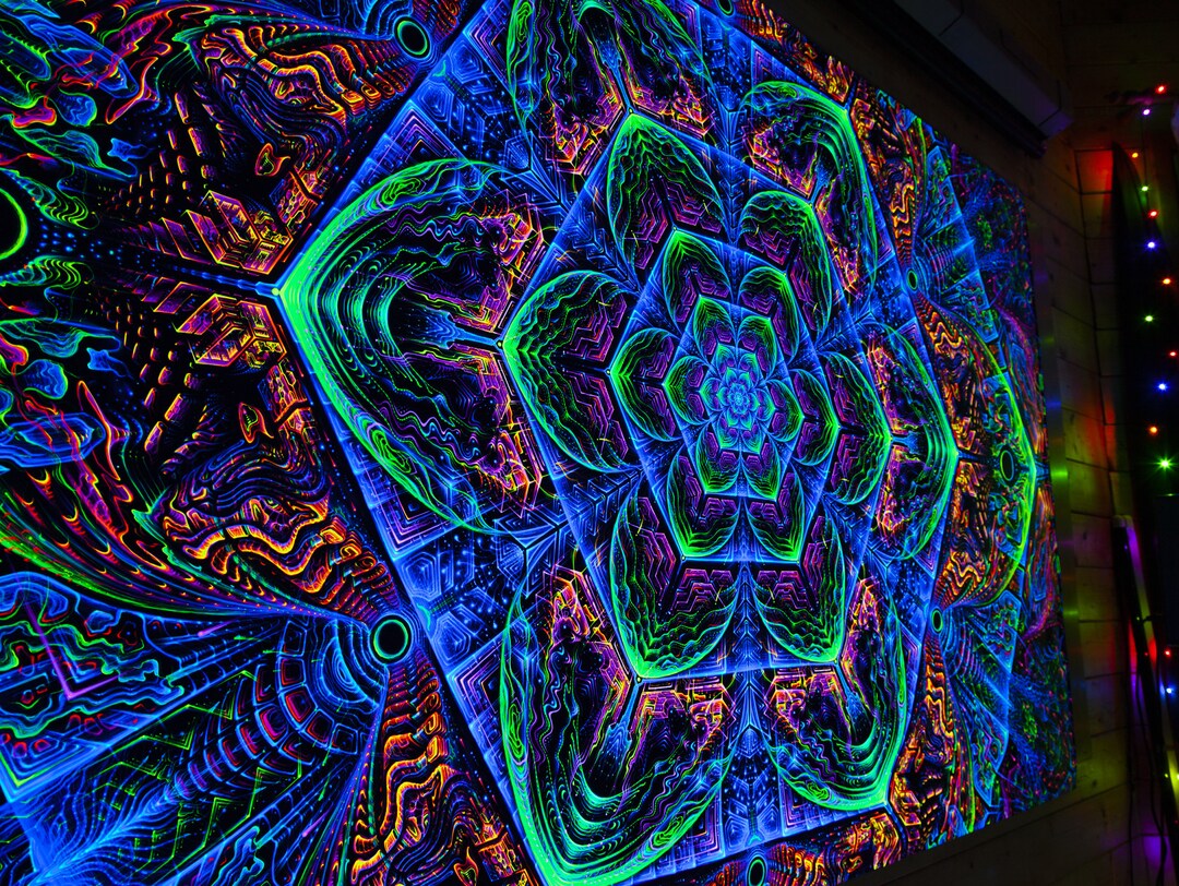 UV Blacklight Active Backdrop Wall Hanging Trippy Psytrance Psychedelic ...