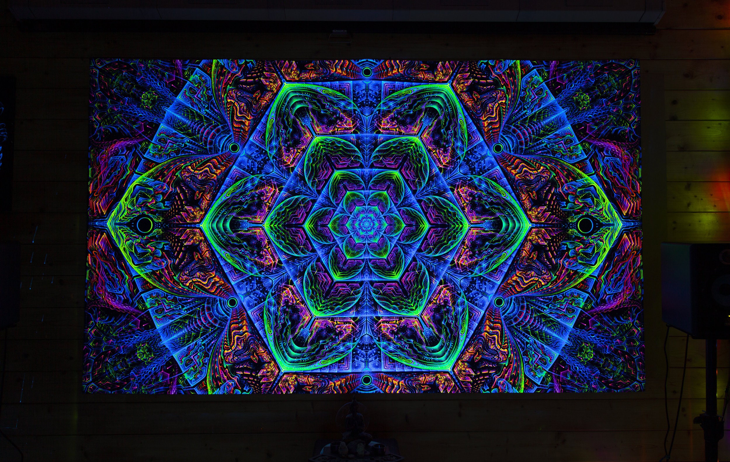 UV Blacklight Active Backdrop Wall Hanging Trippy Psytrance Psychedelic ...