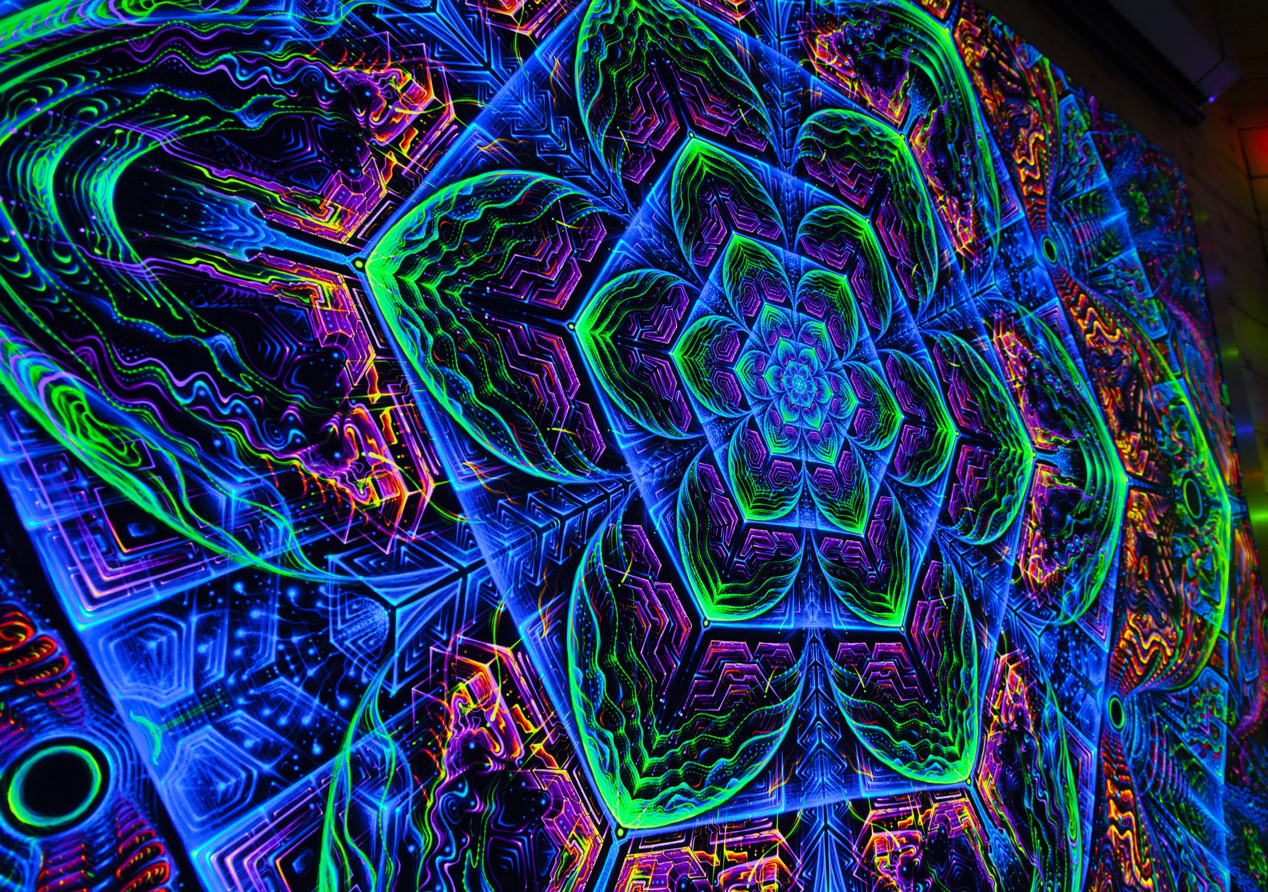 UV Blacklight Active Backdrop Wall Hanging Trippy Psytrance Psychedelic ...
