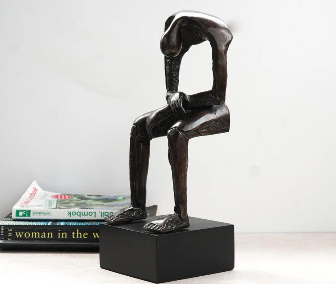 Abstract Sitting Man Sculpture Bronze Statue Housewarming Decor, Home ...