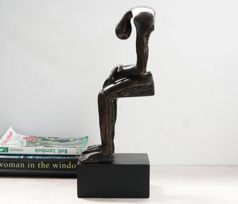 Abstract Sitting Man Sculpture Bronze Statue Housewarming Decor, Home ...