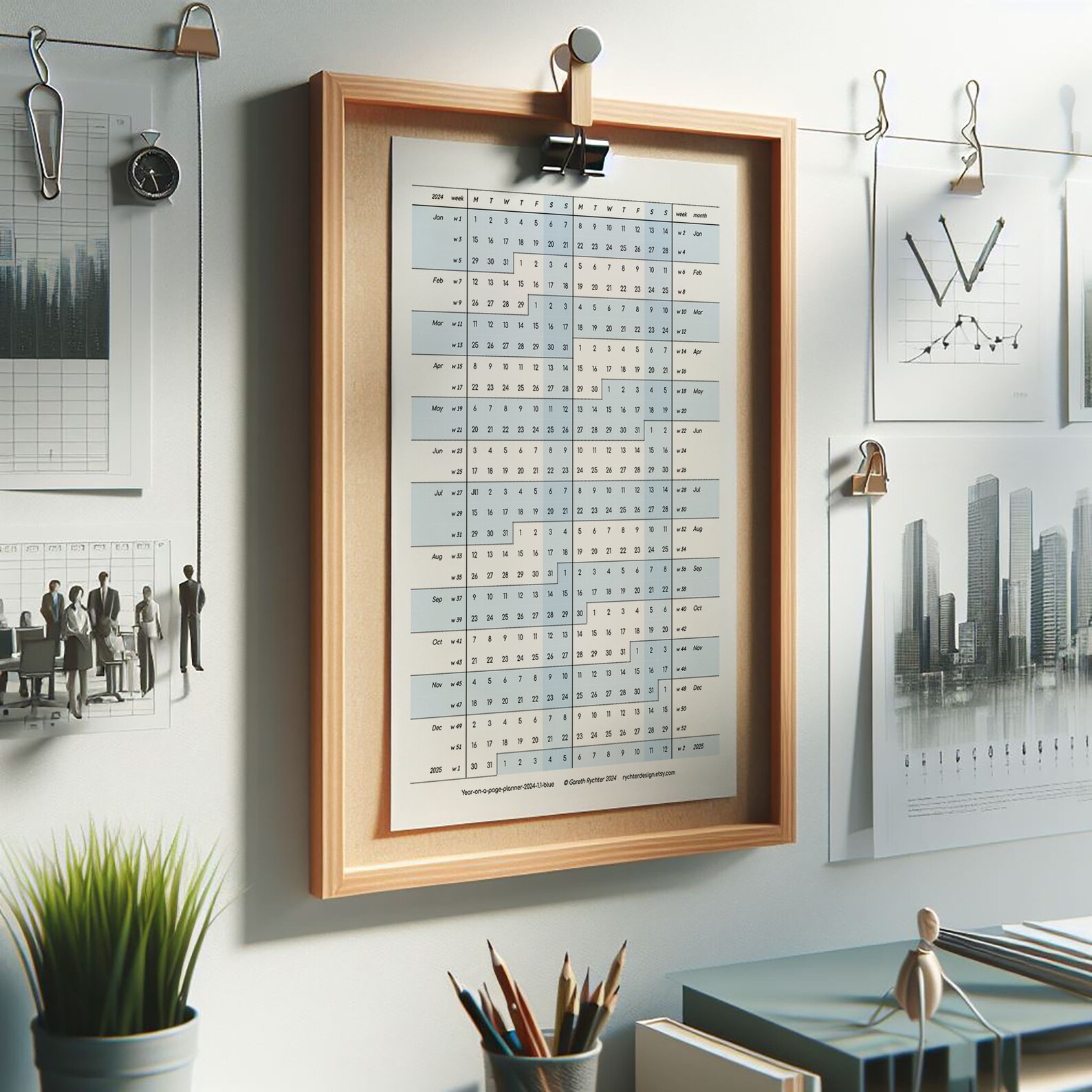 Blue Printable Calendar - Etsy