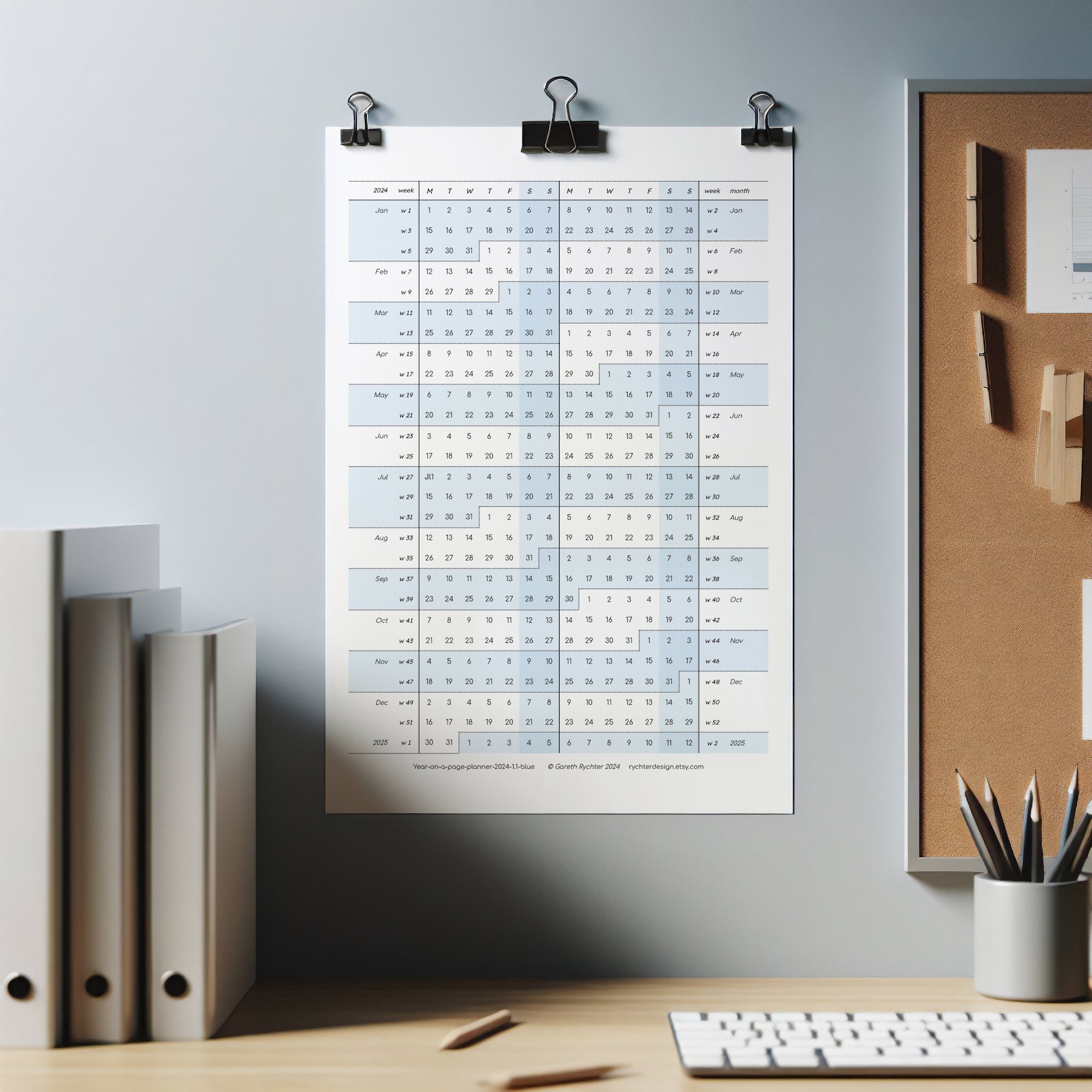 Blue Printable Calendar - Etsy