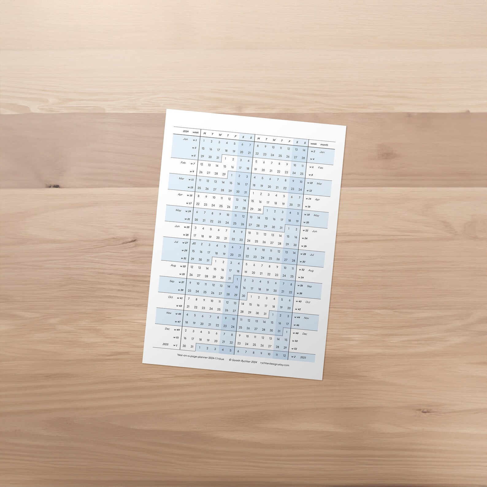 Blue Printable Calendar - Etsy