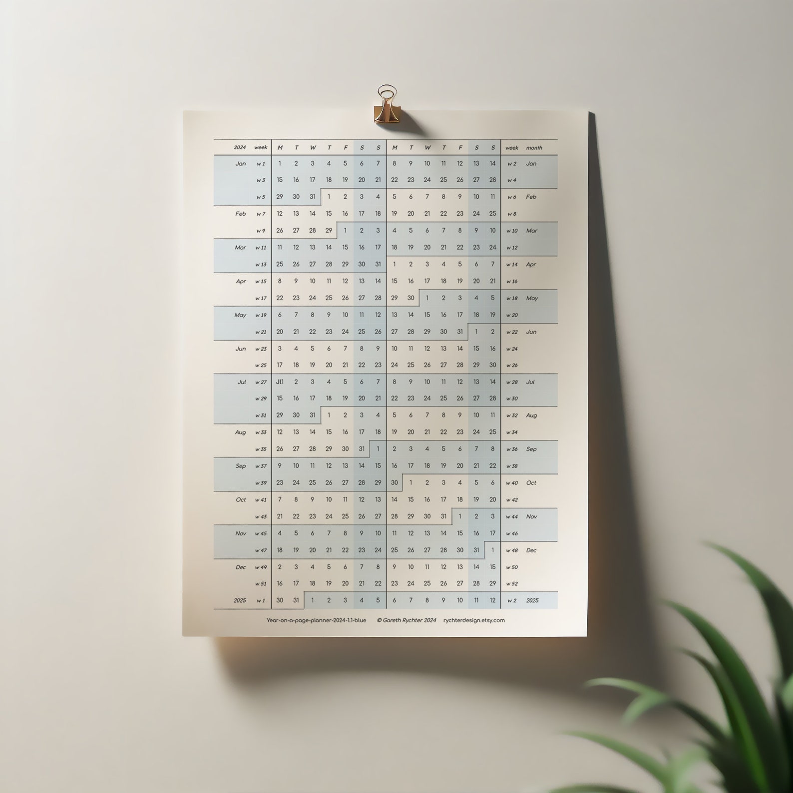 Blue Printable Calendar - Etsy