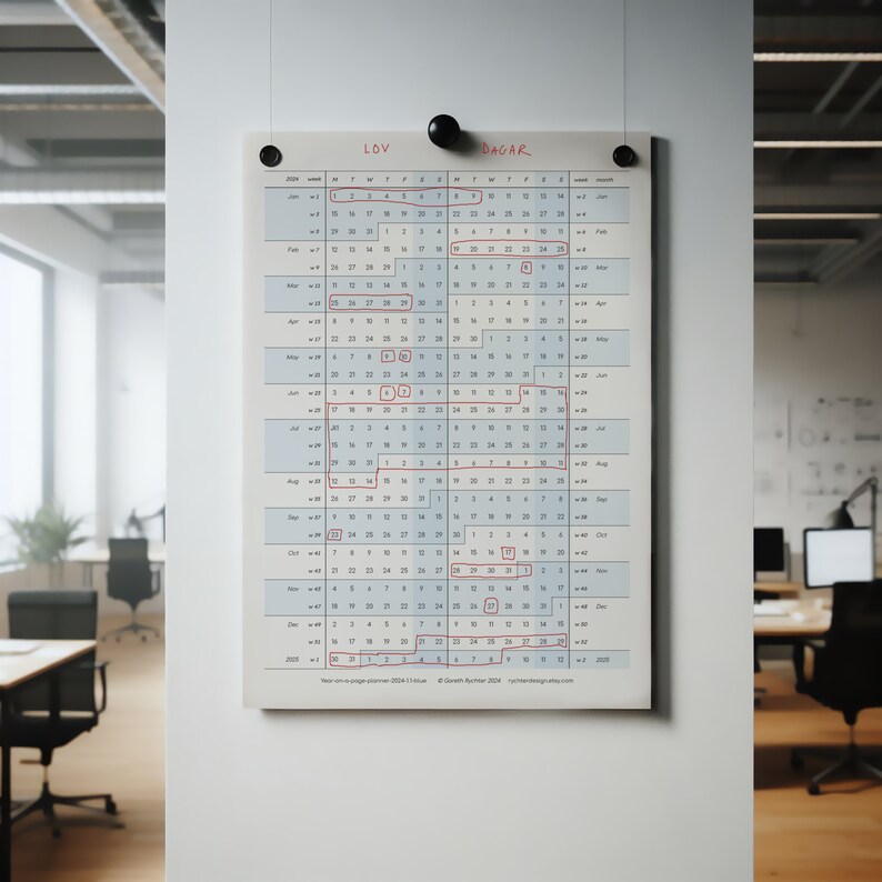 Blue Printable Calendar - Etsy