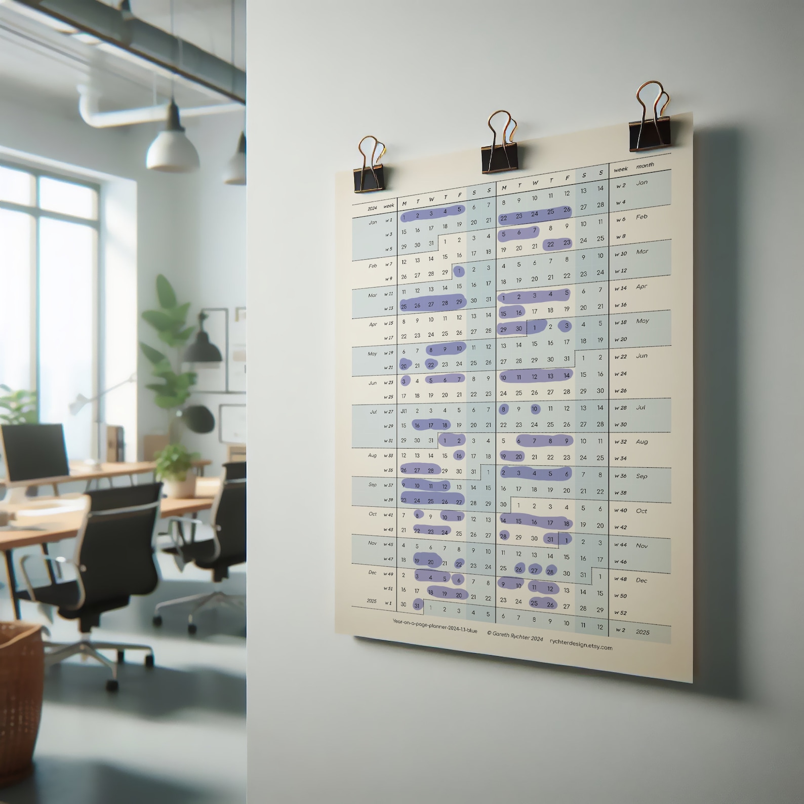 Blue Printable Calendar - Etsy