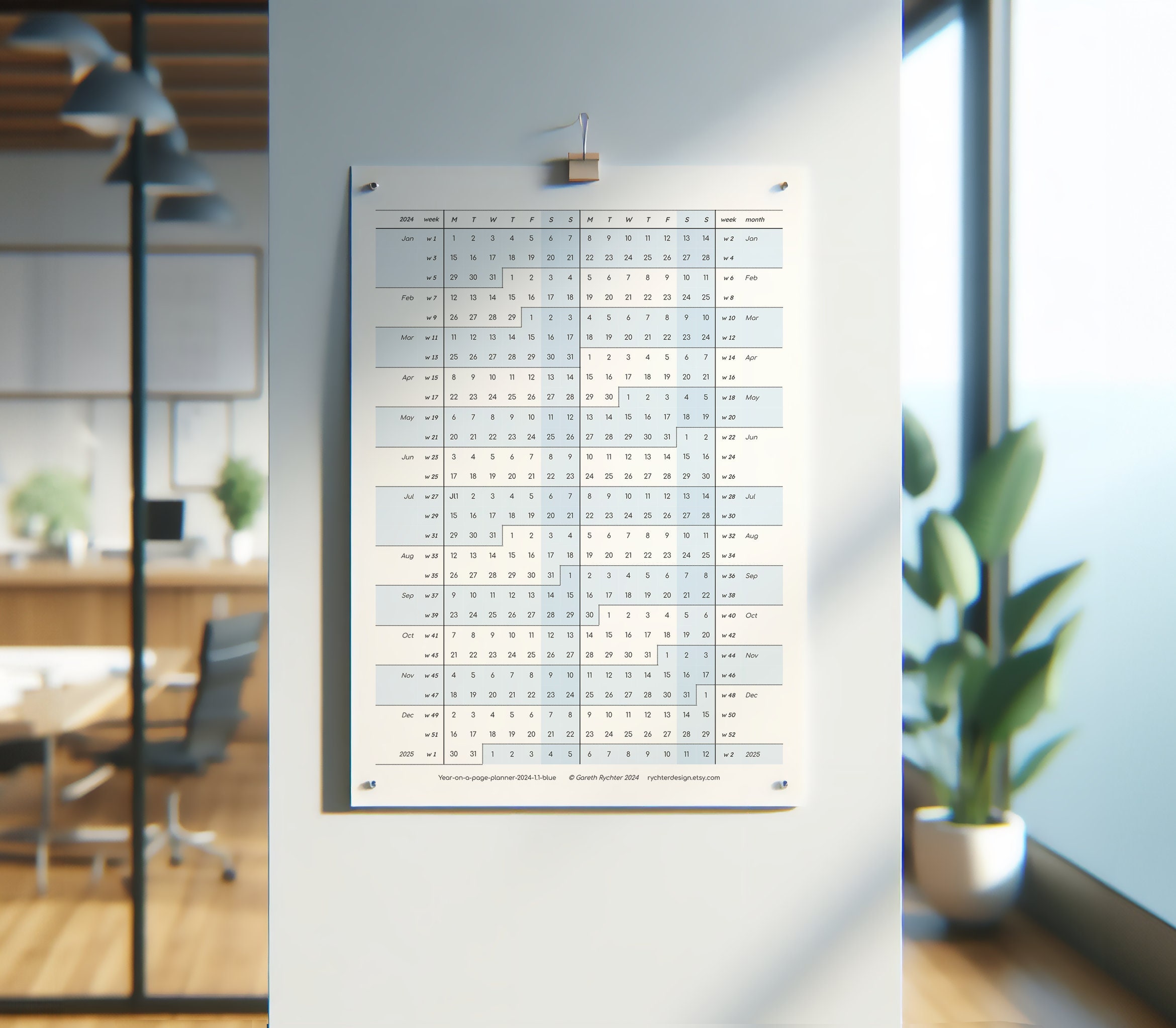 Blue Printable Calendar - Etsy