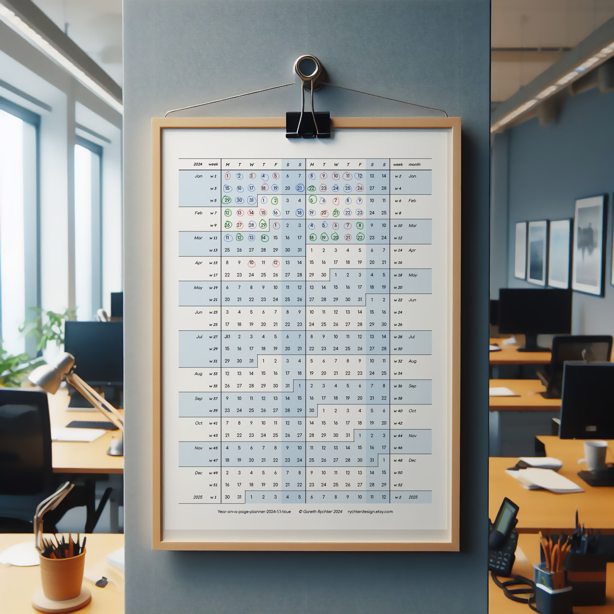 Blue Printable Calendar - Etsy