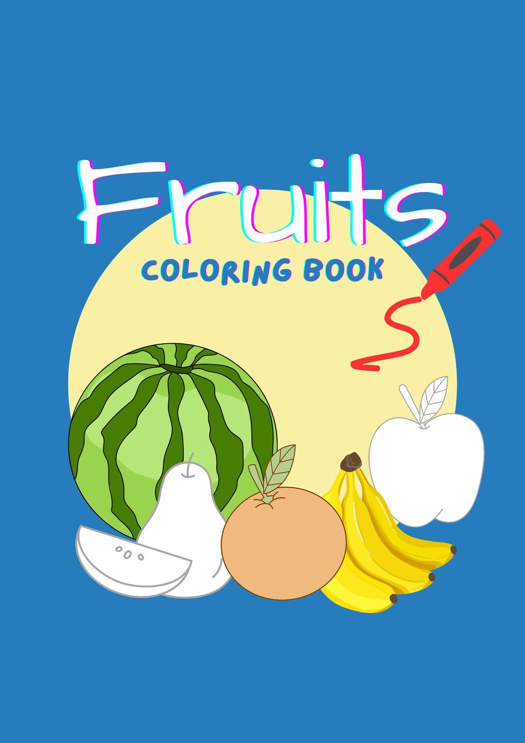 Digital Kids Coloring Book Fruits Canva Printable - Etsy