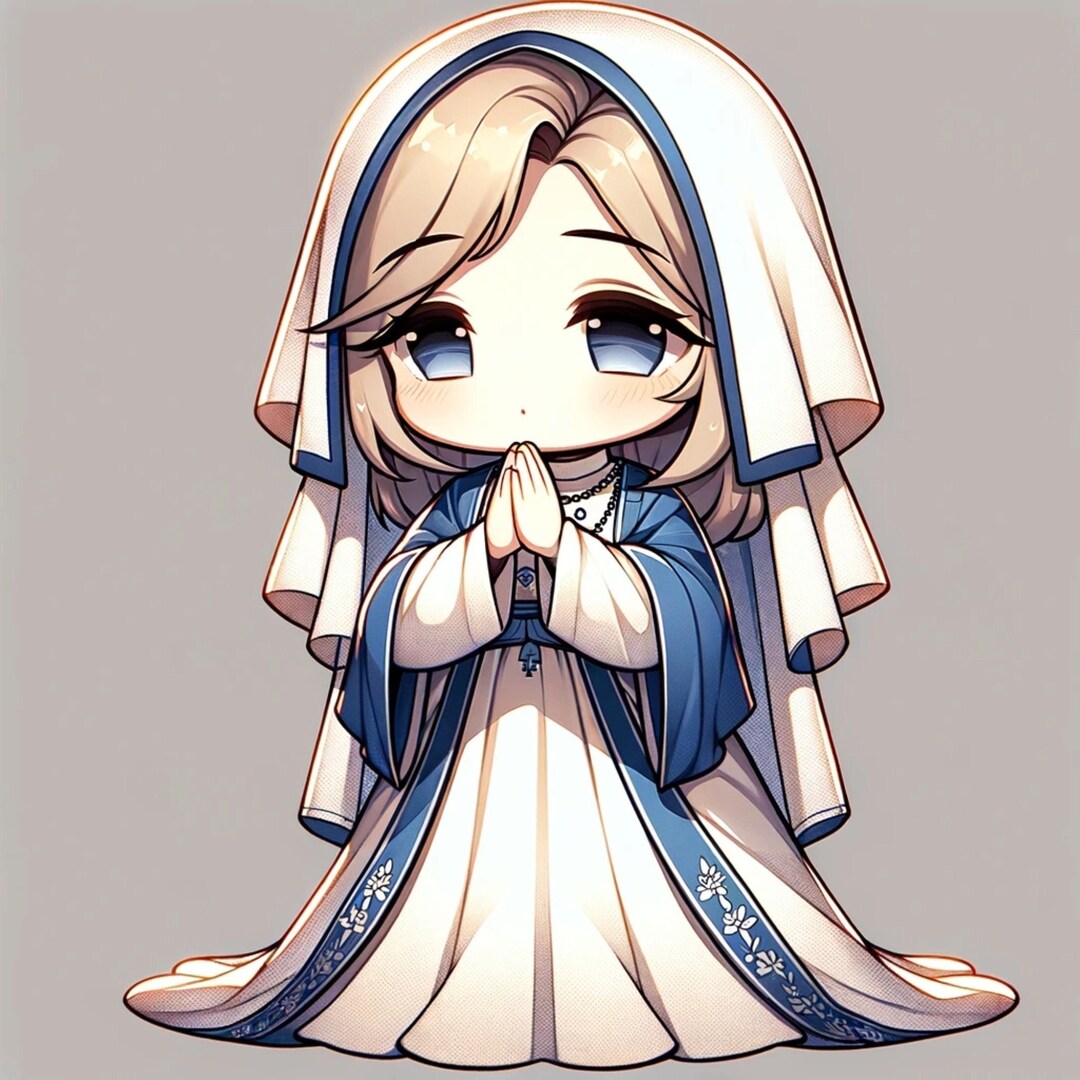 Chibi Mary, Our Lady of Lourdes iPhone Wallpaper Digital Download - Etsy