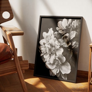 Botanical Black Drawings Poster | Flower Art | Black and White ...