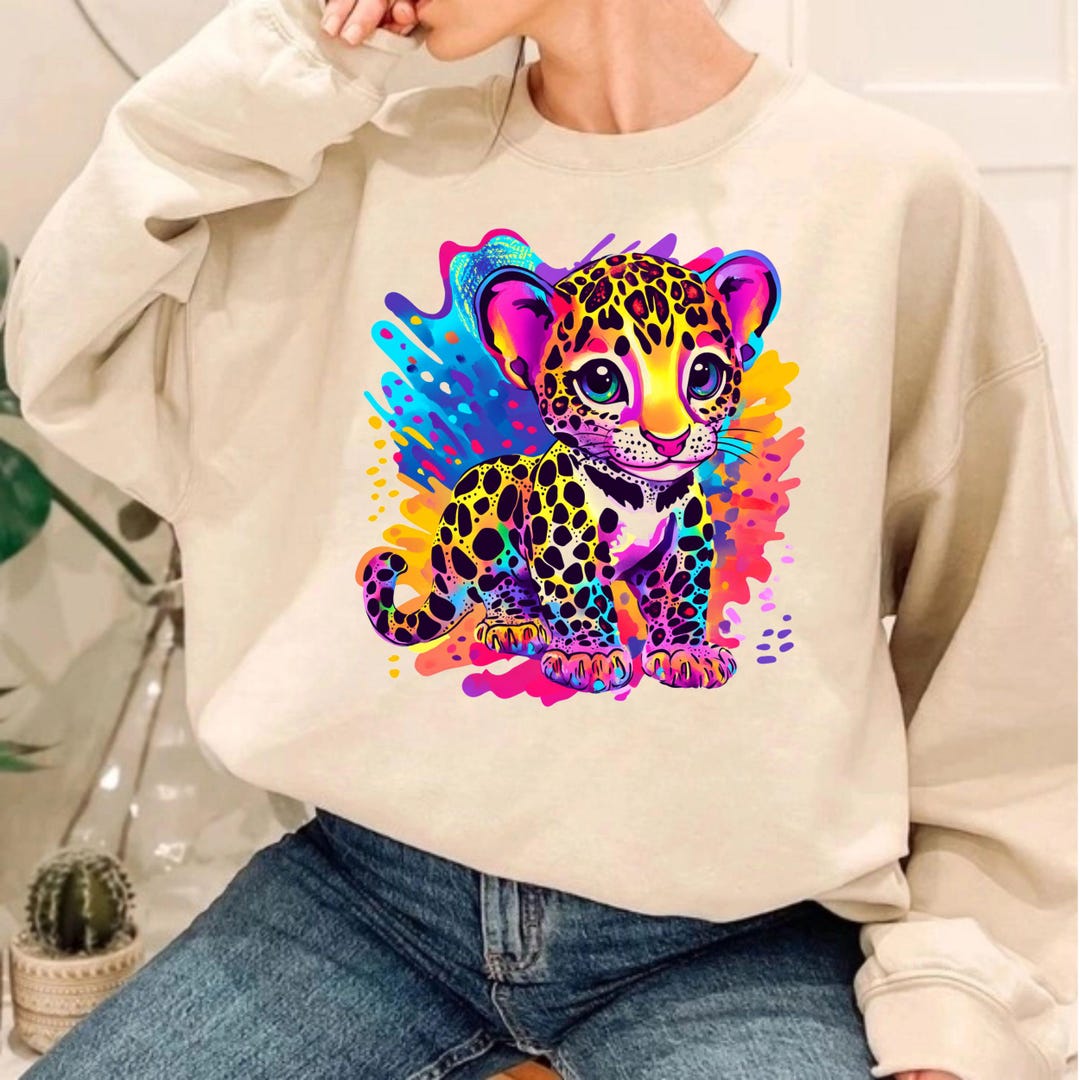 90s Inspired Tiger Sweatshirt, Colorful Cute Tiger Hoodie, Adult Youth ...