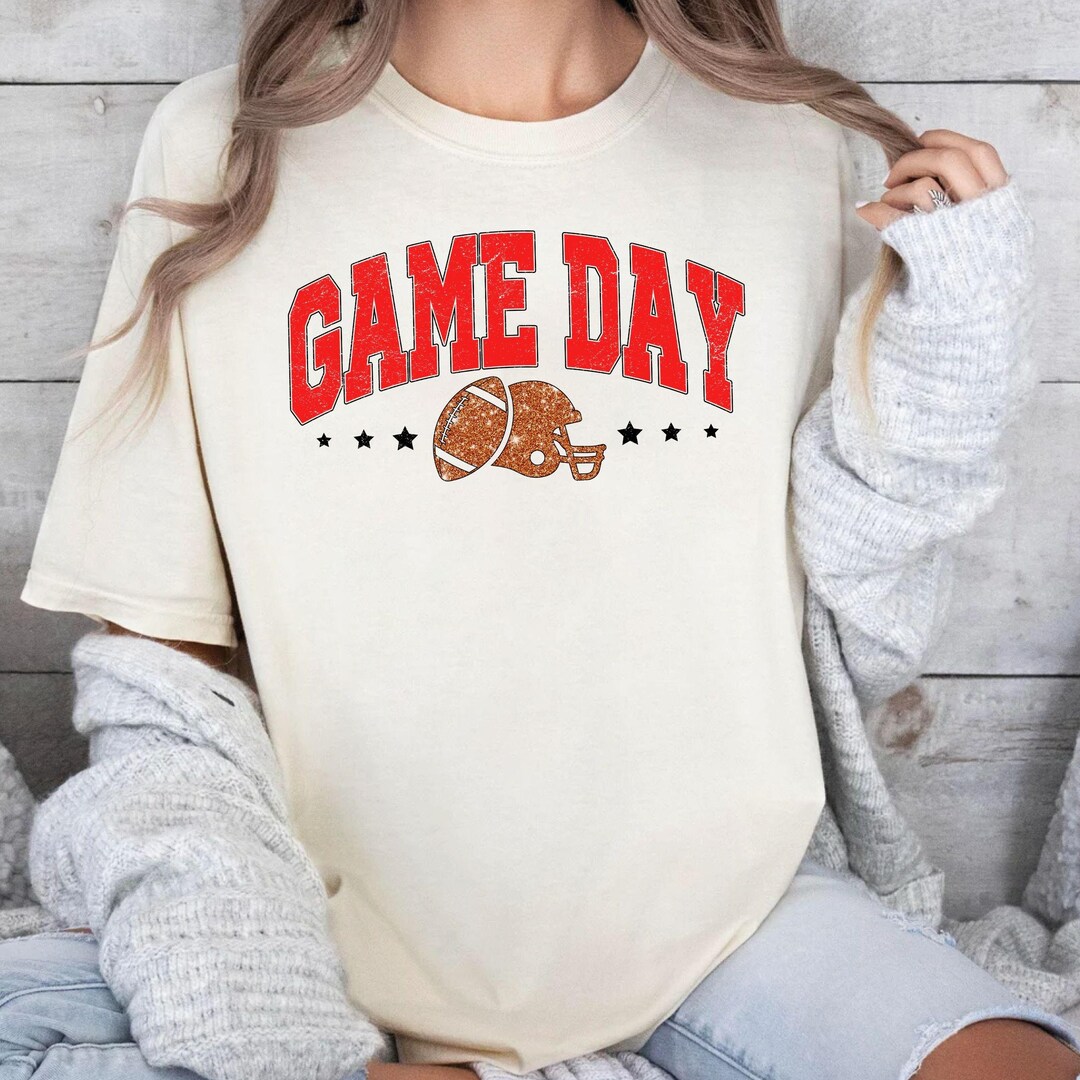 Game Day Red Football Shirt, Football Season Tshirt, Women Football Tee ...