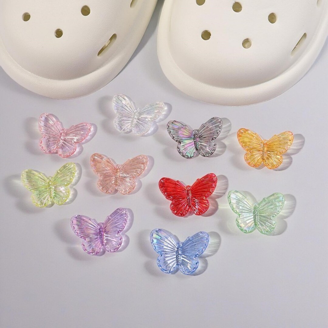 Kawaii Butterfly Croc Charm, Butterfly-shaped Shoe Charm, Transparent ...