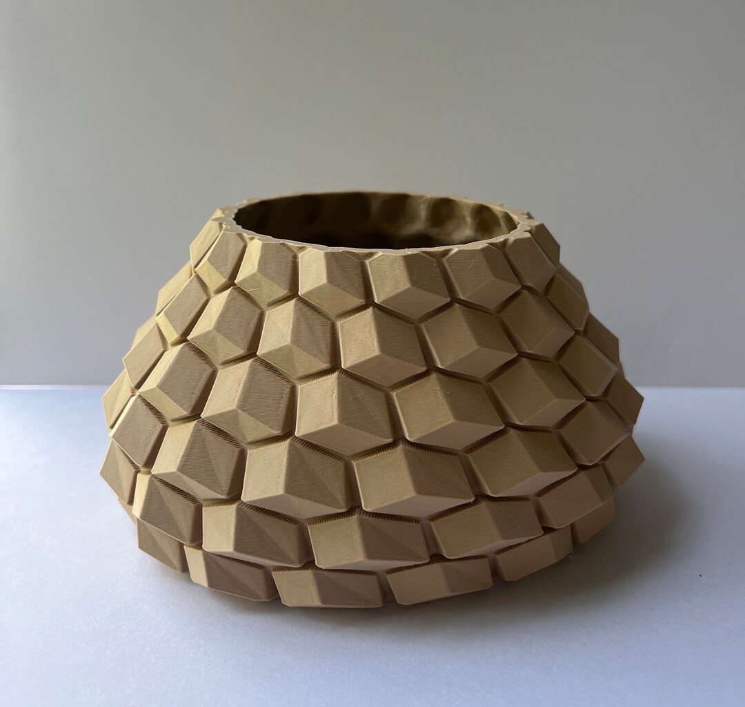 3D Printed Geometric Modern Plant Pot - Display Indoor Houseplants or ...