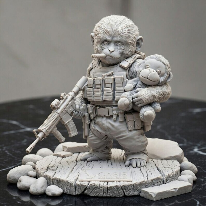 Punch Monkey Tactical Chimp 3D STL File – Viral Monkey Miniature With ...