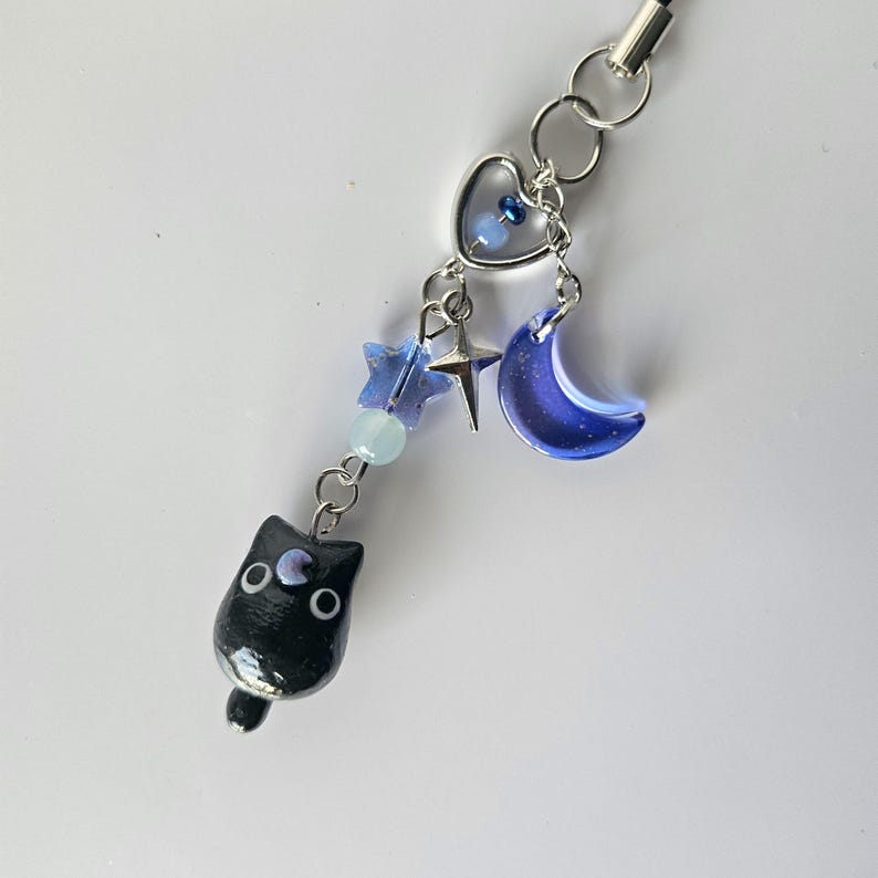 Moon Cat Keychain, Phone / Bag Charm | Cute Gift Idea | Handmade ...