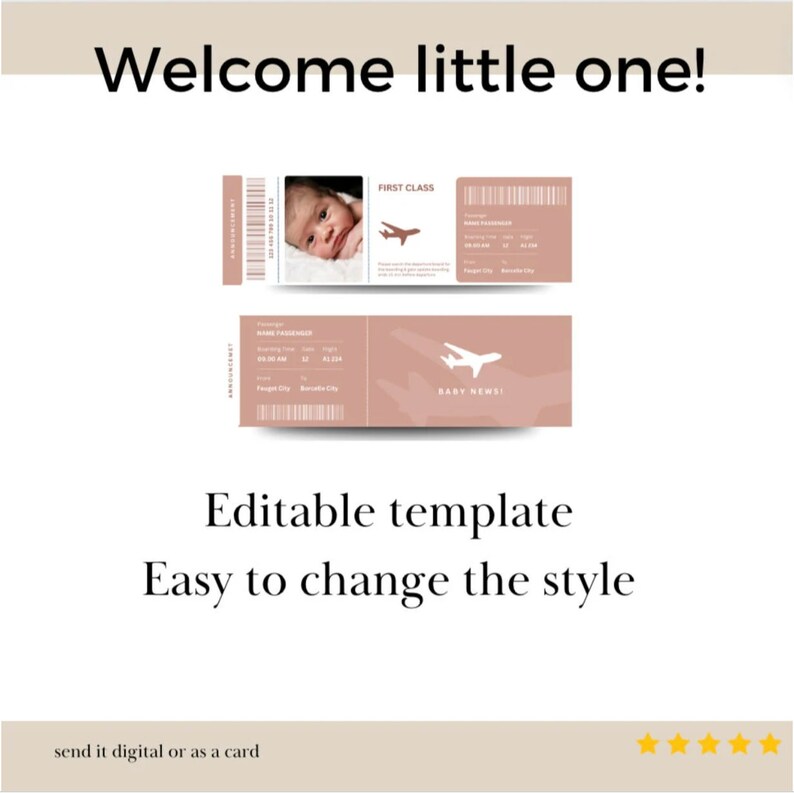 Boarding Pass | Flight Ticket Baby News | Birth Announcement Template ...