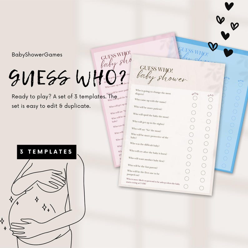 Editable Baby Shower Game: Guess Who! Fun Prediction Game for Baby ...