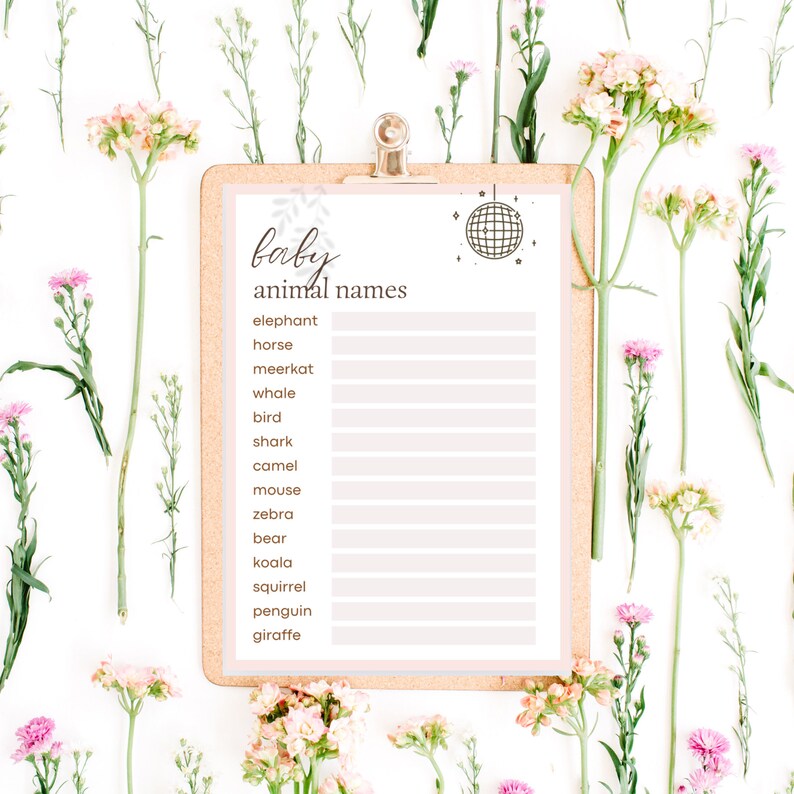 Animal Name Guessing Game | Fun Baby Shower Activity | Mom-to-be Party ...