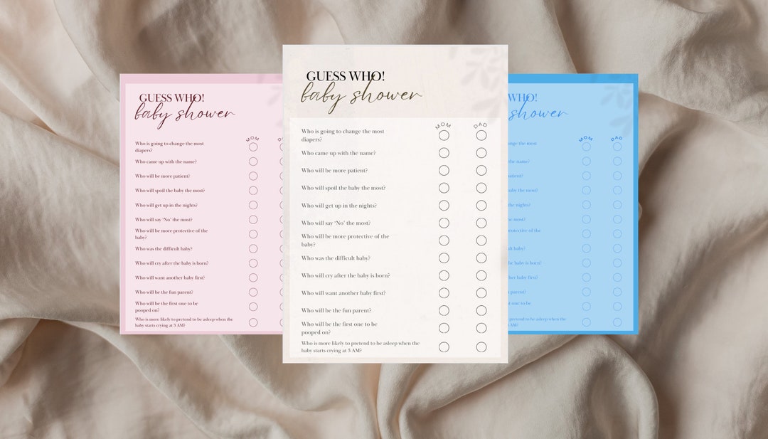 Editable Baby Shower Game: Guess Who Guessing Game Prediction Game Baby ...