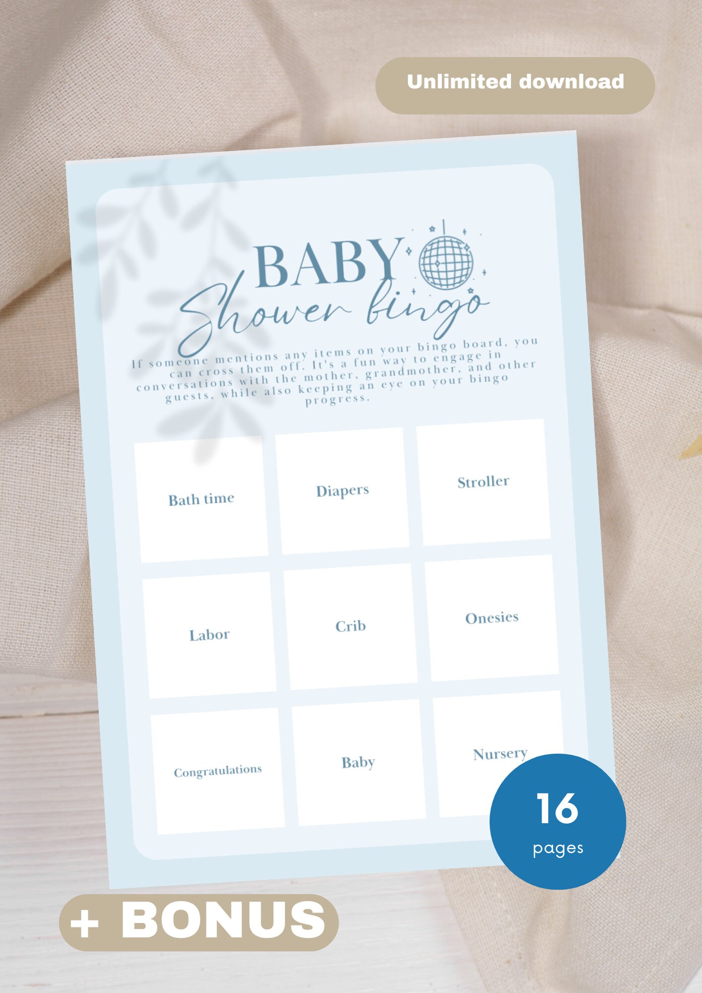 Baby Shower Bingo Game Template | Customizable Blue Bingo Cards | Baby ...
